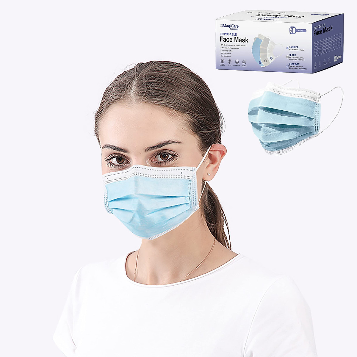 MAGICARE Face Mask Bulk (2000) - ASTM Level 2 Medical Procedure Face Masks - 3 Ply Disposable Bulk Face Mask - 40 Boxes (2000PCS)