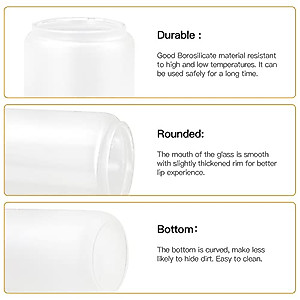 AGH 6Pack 16OZ Sublimation Glass Blanks with Bamboo Lid, Frosted Sublimation Cups Beer Can Glass, Borosilicate Glasses Tumbler Mason Jar Cups Mug with Plastic Straw for Iced Coffee, Juice, Drinks