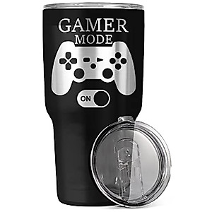 Gaming Mugs for Men - Gamer Mode ON - 30oz Stainless Steel Tumbler with Lid and Silicone Straw | Funny Gifts For Gamers Idea Gamer Cup - Video Gamer Mug Boys - Nerd Gifts