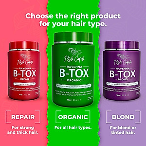 I Belli Capelli Ravenna B-tox Organic Kit, 52.8 Fl Oz - Hair B-tox Treatment & Argan Oil Mask for Anti-Frizz, Volume Reduction, Smoothing Hair