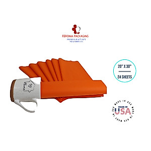 Orange Tissue Paper Squares, Bulk 24 Sheets, Premium Gift Wrap and Art Supplies for Birthdays, Holidays, or Presents by Feronia packaging, Large 20 Inch x 30 Inch