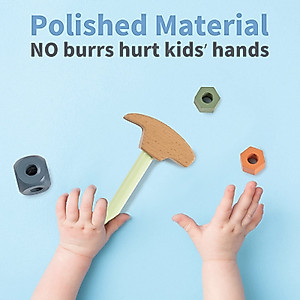 ROBOTIME Tool Bench Set for Toddlers - Mini Wooden Work Bench for Kids, Construction Toys w/Wooden Tools, Educational Pretend Play Gift Building Toy Tools Set for 18 Months 2 3 4 5 Boys Girls