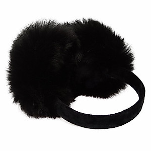 LETHMIK Women's Faux Fur Foldable Big Earmuffs Winter Outdoor Ear Warmers Black