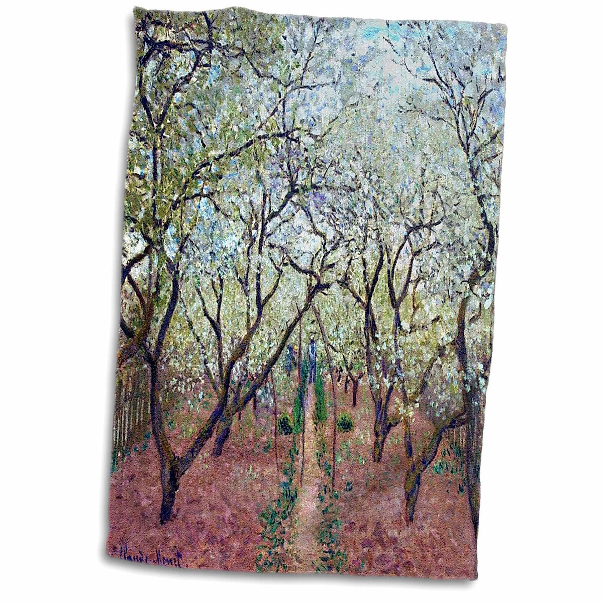 3dRose Print of Monet Painting Orchard in Bloom - Towels (twl-204109-1)