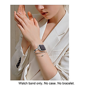 PlusRoc Stainless Steel Band Compatible with Apple Watch Band 38mm 40mm 41mm 42mm(Series 10) iWatch SE Series 10 9 8 7 6 5 4 3 2 1, Slim Versatile Bangle Bracelet for Women, Silver