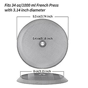 Sivaphe 34oz French Press Filter Stainless Steel for Coffee Maker, 1000ml / 8 cup French Press Screen Pack of 6