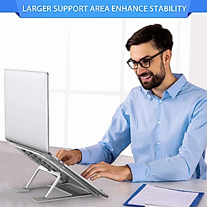 FURNINXS Adjustable Ergonomic Portable Foldable Laptop Stand, Aluminium, Compatible with 11-15.6 Inch Notebooks, MacBook Air, Pro, Dell, Lenovo, HP, Silver
