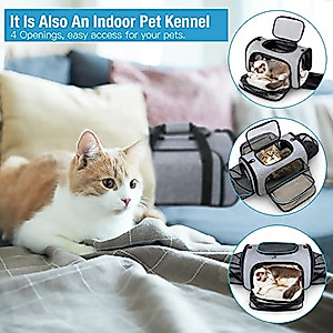 Siivton Airline Approved Pet Carrier, Soft Sided Pet Travel Carrier 4 Sides Expandable Cat Carrier with Fleece Pad for Cats, Puppy and Small Dogs