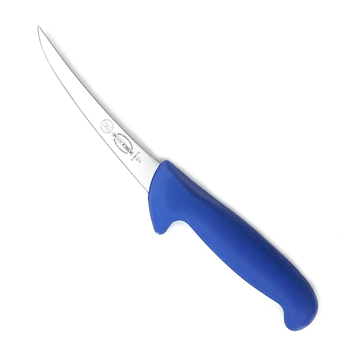 F. Dick Ergogip 6" Curved Stiff Boning Knife w/ Extra Large Handle - German Made - High Carbon Stainless Steel Blade - NSF Certified