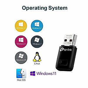 TP-Link TL-WN823N N300 Mini USB Wireless WiFi network Adapter for pc, Ideal for Raspberry Pi,Black