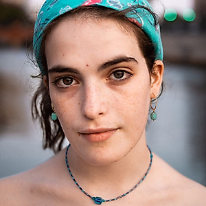 PEARLADA 18k Gold Hoop Earrings with Turquoise Charm Boho Dangle Drop Earrings Trendy Handmade Summer Jewelry