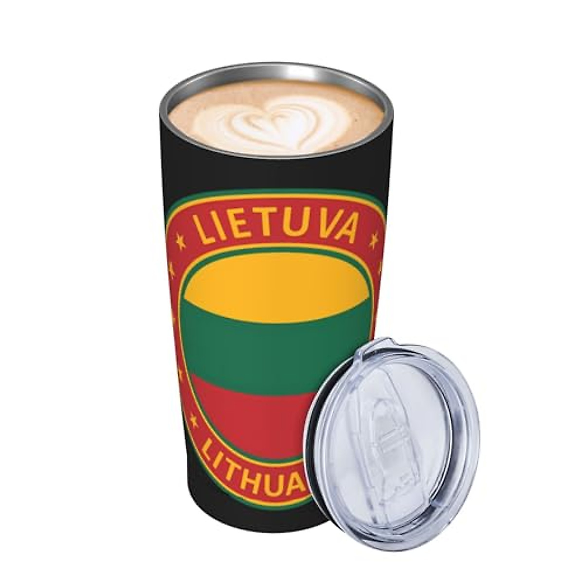 VKKOEWL Lithuania Lietuva Flag Stainless Steel Insulated Tumbler 20 Oz Travel Water Bottle Coffee Mug Drink Cup With Lid Straw