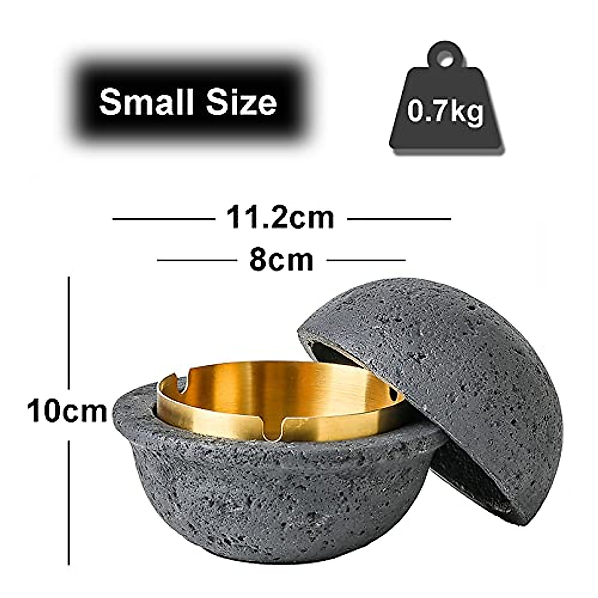 AETVRNI Creative UFO Mini Trash Can with Lid Wastebasket,Material: Concrete + Stainless Steel.for Indoor and Outdoor Home Office Desktop Decoration,White