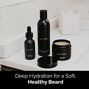Golden Grooming Co. Everyday Beard Bundle – Complete Beard Care Set | Includes Beard Oil, Balm & Shampoo