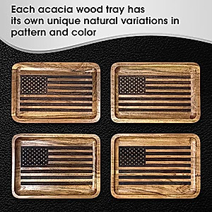 Guard The Line American Flag Valet Tray – Acacia Wood Catch All Tray, EDC Tray – Every Day Carry Bedside Tray, Dump Tray EDC Organizer, Nightstand Tray, Decorative Tray, Key Tray, 11 x 7.75 x 1 inches