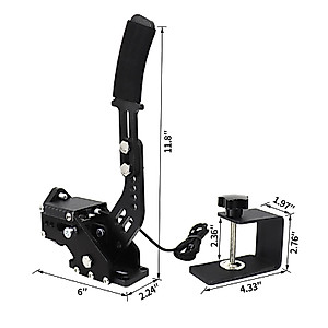 Dcutn 16Bit PC USB Handbrake for SIM Racing Games G920/27/29 T500 T300 LFS/DiRTRally / DiRT4/Project CARS/DRIVECLUB/Asset to Corsa/ WRC8(Black With Clamp)