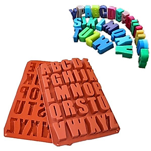 Allforhome 26 Cavities Alphabet Silicone Chocolate Making Molds Cake Pans Handmade Soap Molds Biscuit Resin Clay Craft Art DIY Cake Decorating Molds Ice Cube Tray