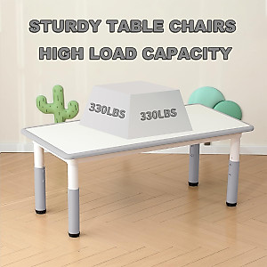 JIAOQIU Kids Table and Chairs, Kids Table (6 Chairs) Kids Table and Chair Set, Toddler Table and Chairs, Kids Table and Chair Set 5-8 Year Old with 4 Leg Covers +12 Color pens