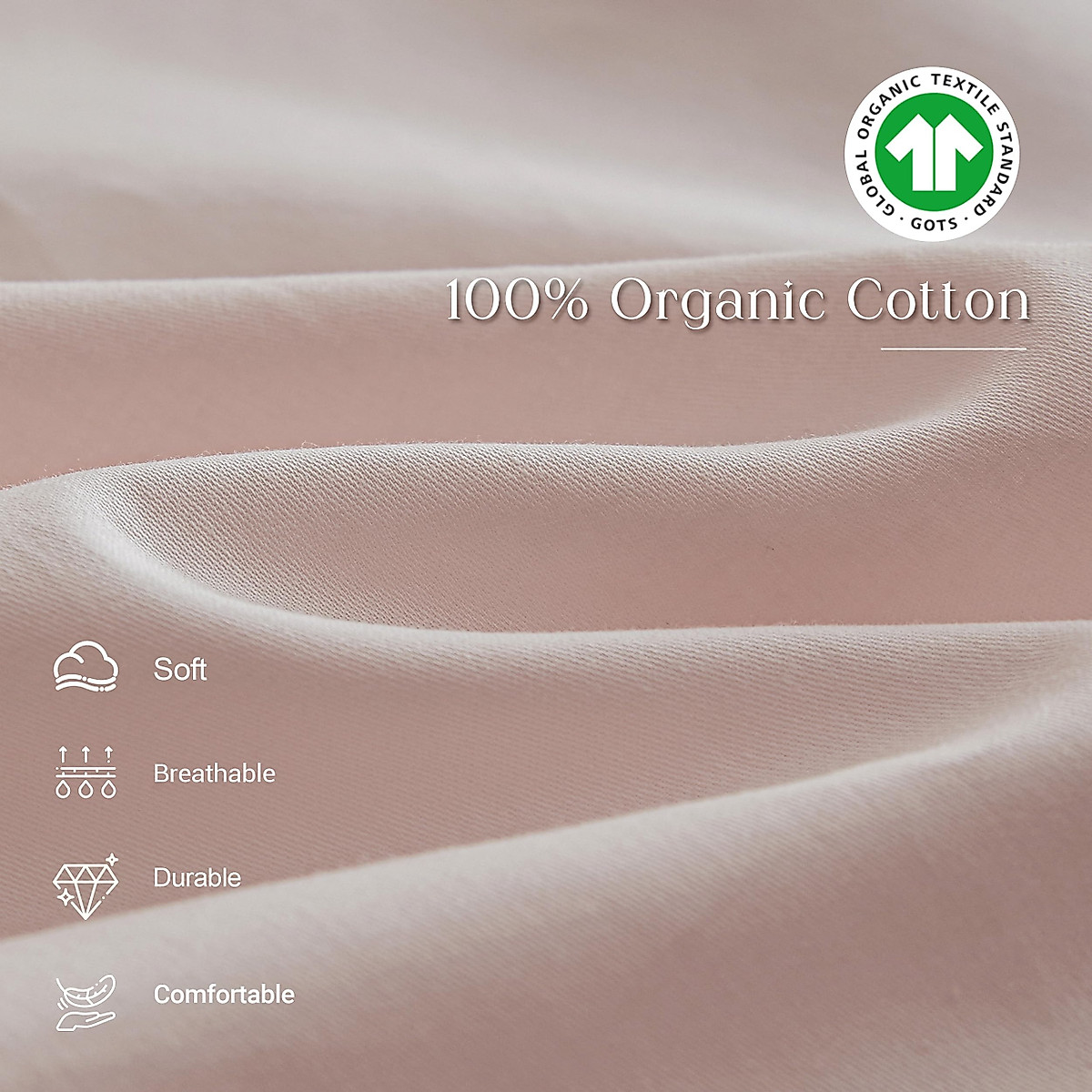 Simple&Opulence 100% Organic Cotton Sheet Set, Long Ruffle Bed Sheets (1 Flat Sheet, 1 Fitted Sheet and 1 Pillowcase) Elegant Shabby Chic Bedding Farmhouse Charming Vintage - Pink, Twin