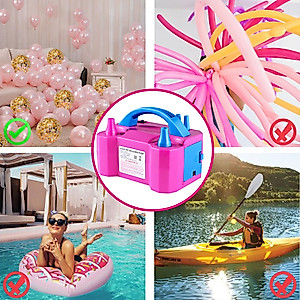 Freechase Electric Balloon Pump for Inflatables - Portable Dual Nozzle Balloon Blower Pump with Tying Tool for Garland Balloon Arch Kit Weddings, Birthday Party Decoration (110V~120V, 600W)
