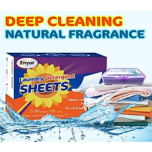 Enyur Laundry Detergent Sheets, Fresh Scent, Concentrated, travel laundry sheets, Travel Laundry Soap High Capacity Packet(132 Loads/2 packs)