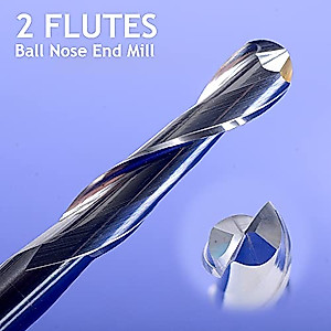 HOZLY for Wood Working Set Diameter 1mm 1.5mm 2.0mm 2.5mm 3.175mm Carbide Ball Nose End Mill CNC Engraving Router Bits Milling Cutter