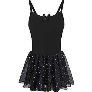 DANSHOW Ballet Leotards for Girls Dance Camisole Dress with Shiny Tutu Skirt(4041-06-M)