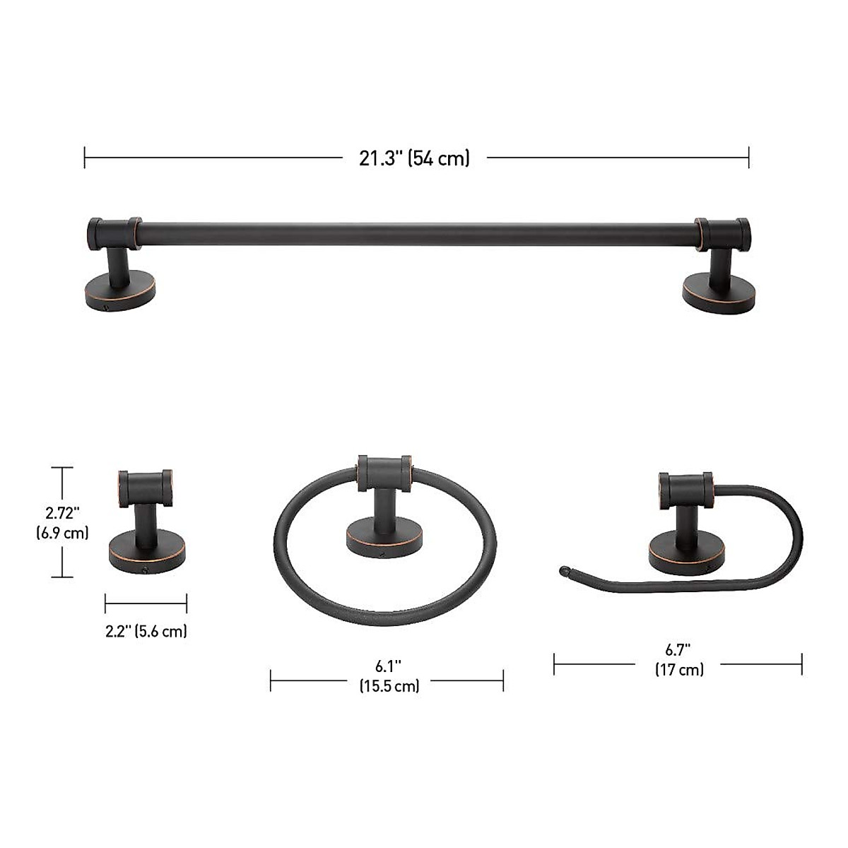 Globe Electric 51415 5-Piece All-in-One Bathroom Accessory Set, with Vanity, Bronze, 3-Light Vanity Light, Seeded Glass, Towel Bar, Towel Ring, Robe Hook, Toilet Paper Holder, Home Improvement