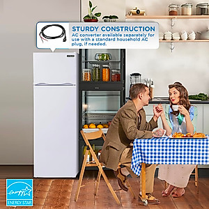 Unique Appliances UGP-260L W Solar Powered DC Refrigerator with Top Freezer Fridge for Bedroom, Campsite, and Off-Grid Locations, 9 cu./ft, White