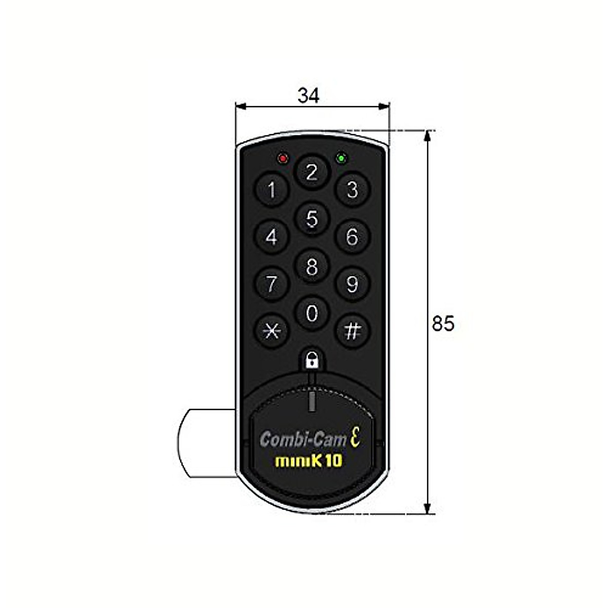 FJM Security Products Combi-Cam E, 7910-K10, Electronic Cabinet Lock, Black Finish, Small