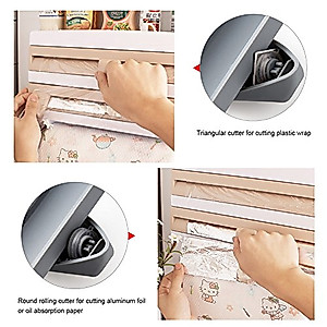 Paper Towel Holder Wall-Mount Sauce Bottle Storage Rack Paper Towel Holder Preservative Film Dispenser for Kitchen Bathroom Toilet Drill Free(Gray Blue)