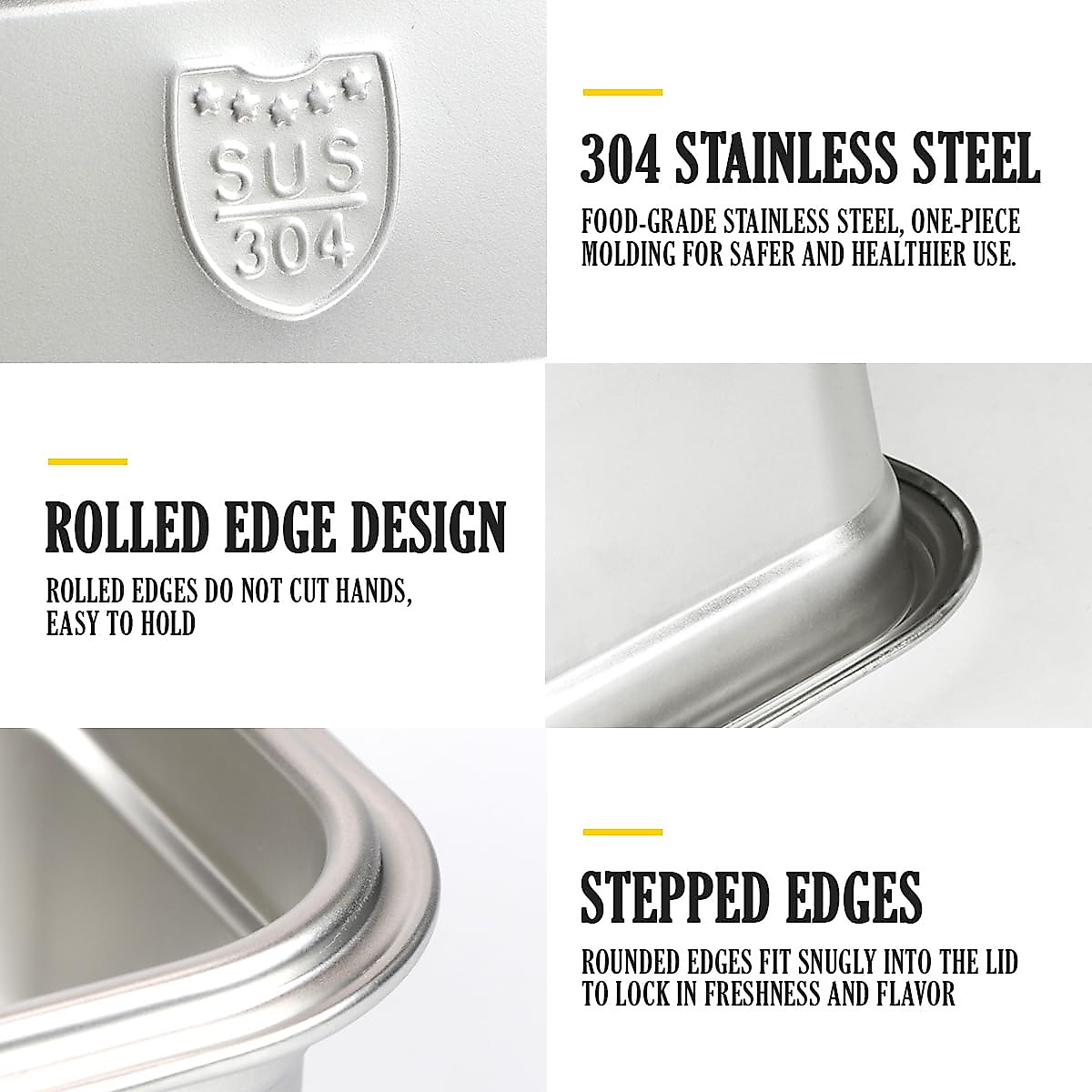 LNQ LUNIQI 1Pcs Stainless Steel Food Storage Containers with Lids Ice Cream Storage Containers Food Keeper Freezer Box Refrigerator Storage For Food Preservation and Homemade Ice Cream（1000ML