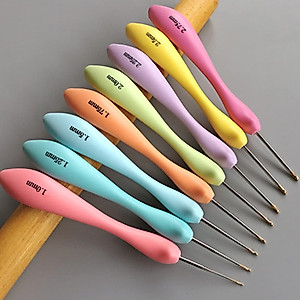 Katech 8 pcs Crochet Hooks Ergonomic Handle Knitting Needles Kit Different Small Sizes Lace Crochet Hook Set DIY Yarn Weaving Craft Tools for Fine Work and Lace Knitting (1.0mm - 2.75mm)