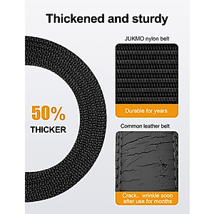 JUKMO Ratchet Belt for Men, Nylon Web Tactical Belt with Automatic Slide Buckle (Black, Medium)