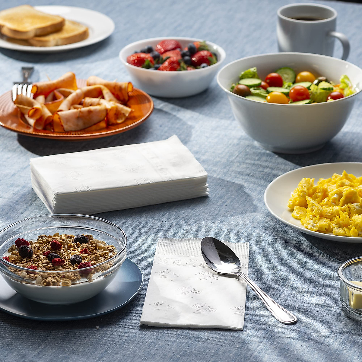 Comfy Package [300 Count - 7 ½” x 4 ¼” Folded] Paper Dinner Napkins - Disposable 2-Ply White Party Napkins (15” x 17” Unfolded)