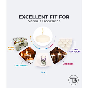 TB Decoration Scented Floating Candles 3 Inch for Centerpieces Water Candles Vanilla scented Set of 12 for Wedding Outdoor Events |Up to 11 Hour| Pool Romantic Dinner Party ceremony (Vanilla)