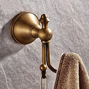 Vintage Brass Towel Hook Hanger Double Robe Hooks Wall Mounted for Bathroom Bronze Antique Brass Wall Towel Robe Hook Clothes Hanger