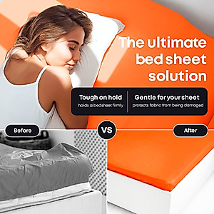 5 STARS UNITED Bed Sheet Straps Set, Elastic Fasteners with Metal Clips, Sheet Holders for Corners, Fitted Sheet Clips to Hold Sheets in Place, Bed Sheet Clips with Adjustable Bed Bands (8 Pcs White)