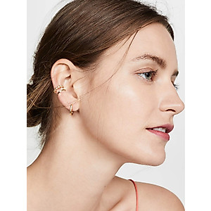 Me&Hz 14K Gold Colored Small Square Huggie Hoop Earrings for Women Cartilage Sleeper Tiny Gold Hoops Earrings Oval U Shaped Geometric Rectangle Huggie Earrings