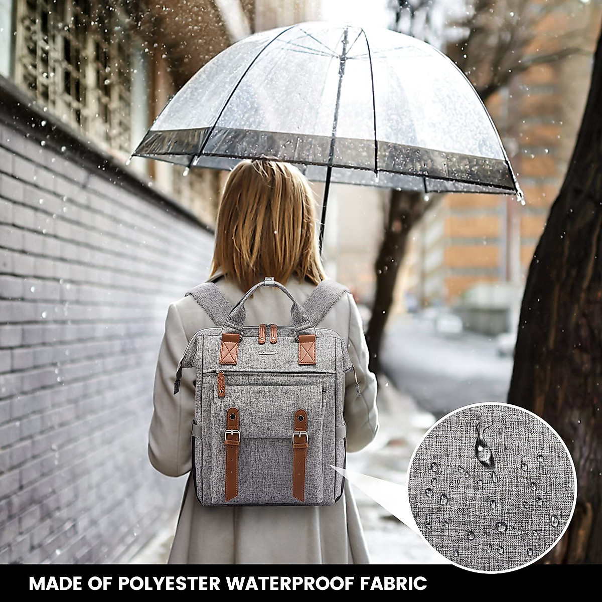 LOVEVOOK Laptop Backpack for Women Work Travel Teacher Commuter Backpack Business Computer Bag Doctor Nurse Bags College Backpack Purse Laptop Bag, Casual Daypack, 15.6 Inch, Grey