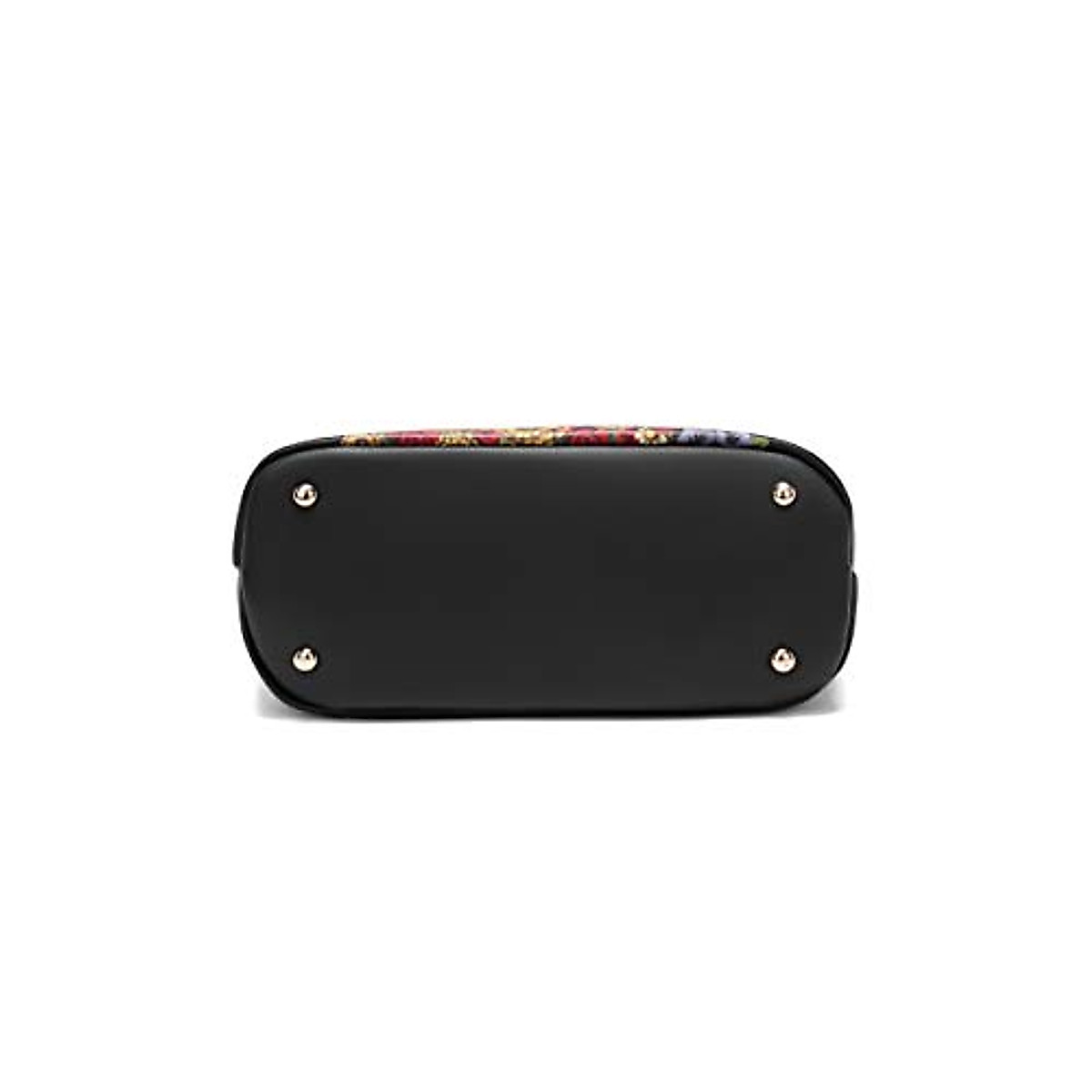 Frida Kahlo Flower Collection Cross Body Bag with Two Zip Pockets on Front (Black)