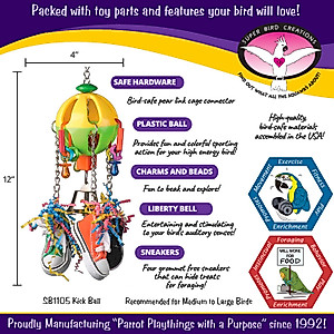 Super Bird Creations SB1105 Kick Ball Bird Toy, Medium/Large Bird Size, 12" x 4"