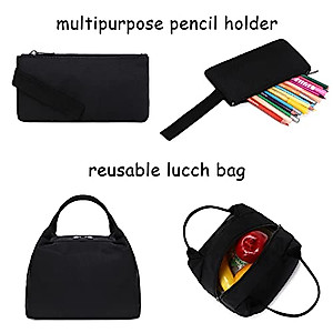 SHEEYEE School Backpack for Teen Boys Kids Bookbags with Lunch Box Set Students Laptop Travel School Bag (Black)