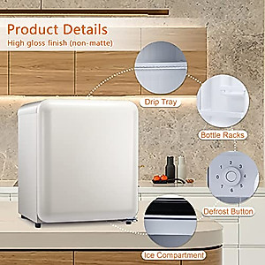 Antarctic Star Compact Refrigerator Mini Fridge for Beverage, Ice Cream, Vegetable, Fruit, 1.7 Cu. Ft. , Freezer with Drip Tray, Bottle Racks and Defrost Button, Great for Bedroom, Office, Dorm, KS-48RHL,White