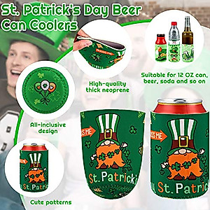 16 Pieces St. Patrick's Day Beer Coolers Sleeves Neoprene Can Insulated Covers for 12-Ounce Canned Beverages Bottle Drink in St. Patrick's Day Party Favors Decorations