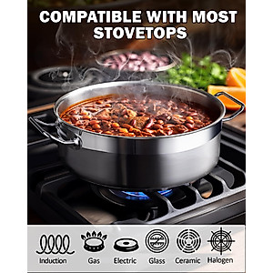 Cooks Standard Deep Sauté Pan with Lid, 4-Quart Professional Deep Frying Pan 18/10 Stainless Steel Chef’s All Purpose Pan with Cover, Compatible with All Stovetops