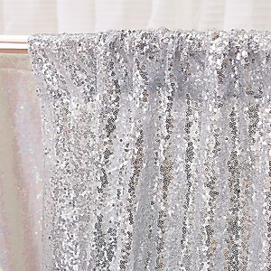 Eternal Beauty Silver Sequin Wedding Backdrop Photography Background Party Curtain, 8Ft X 8Ft