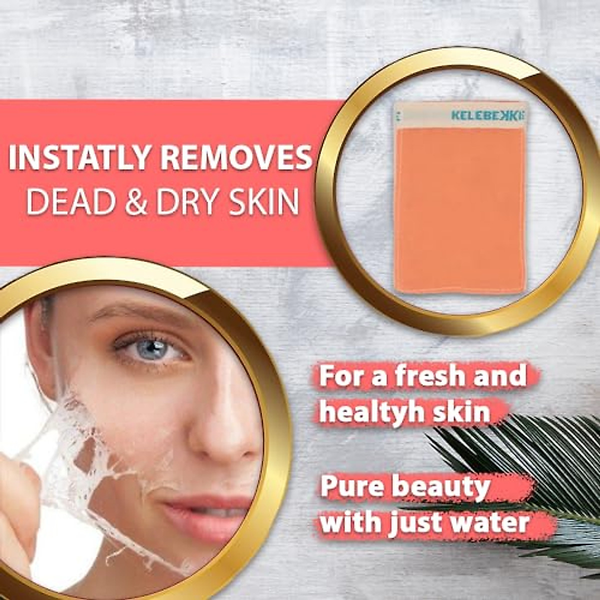 Kelebek Premium Natural Exfoliating Gloves, Turkish Hammam Kese, Original Exfoliating Mitt, Body Scrub for Men and Women (Body & Face (Medium) White)