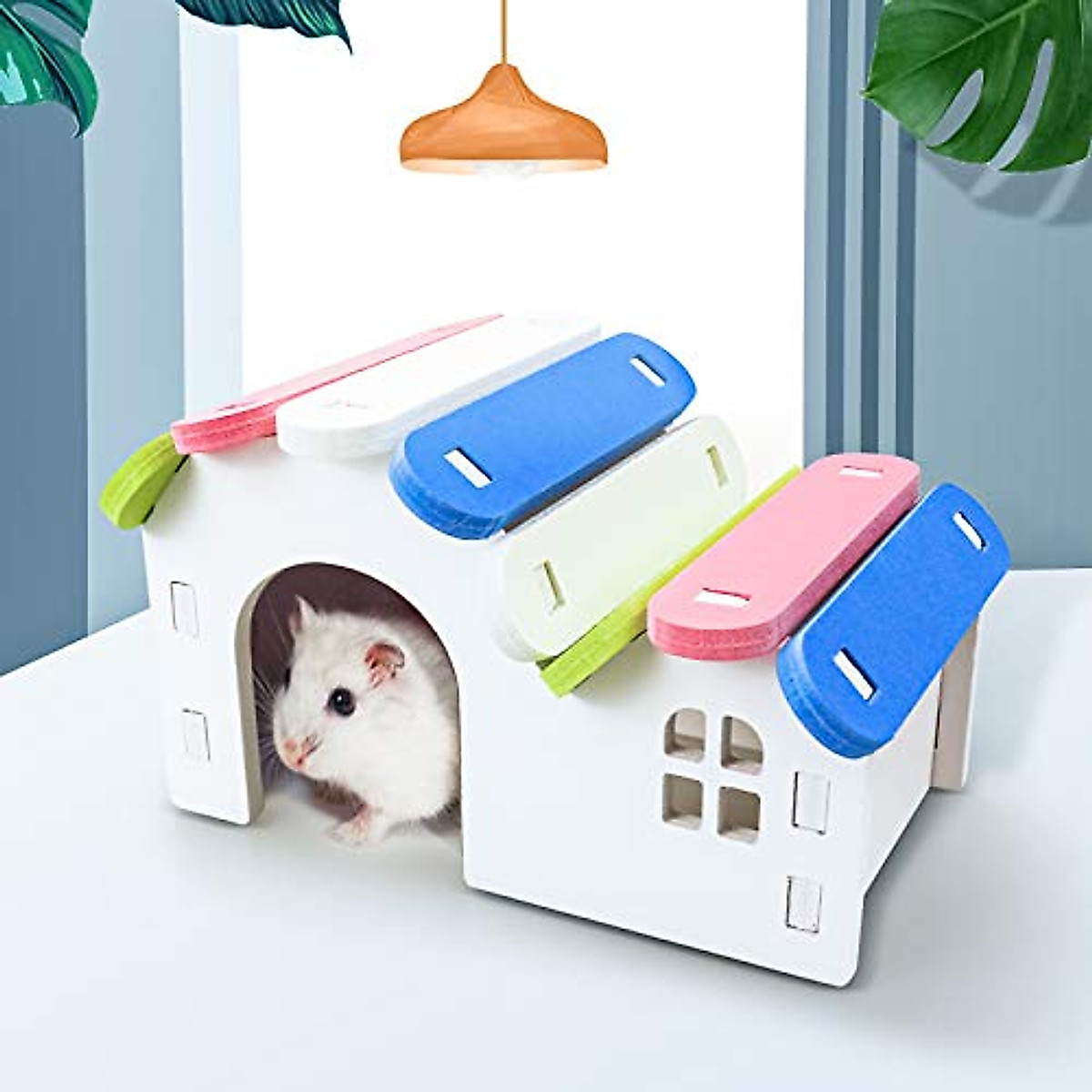 Bac-kitchen 5 Pcs Hamster Wooden Seesaw Tunnel Toy, Hamster Hide Playground Tubes and Tunnels Gym Exercise Fun Toy, Hamster Cage Accessories for Chinchilla Dwarf Hamster Gerbil Guinea Pig(H01)