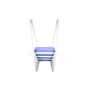 Confer Plastics Step-1X: Sturdy Above Ground Entry System with Dual Handrails and Slip-Resistant Steps, Easy Installation, Supports up to 400 lbs - Proudly Made in USA. White with Blue Treads